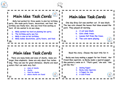 Main Idea Task Cards | Teaching Resources