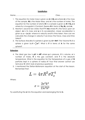 Maths for Science 1 - Rearranging Equations (GCSE) | Teaching Resources