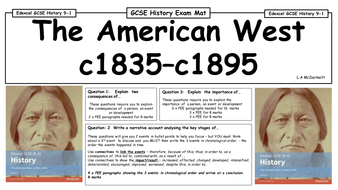Edexcel GCSE 1-9 American West GCSE History Exam Mat of questions for ...