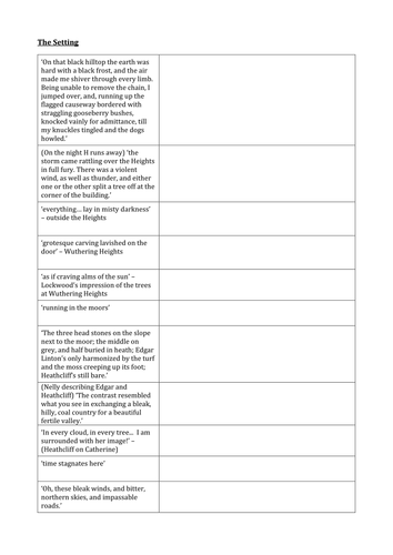A2 'Wuthering Heights' key quotes, motifs, symbols, themes and essay ...
