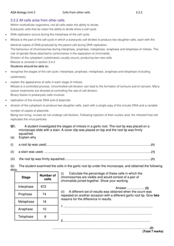 AQA Biology A level/AS level Unit 2 Revision Cells | Teaching Resources