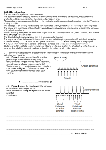 AQA Biology A level Unit 6 Revision Response and control | Teaching ...