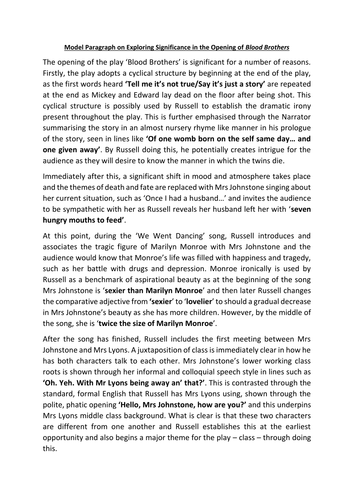 EDUQAS GCSE English Lit. Essay Writing Guide for 'Blood Brothers' with ...