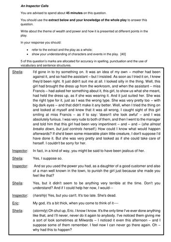 EDUQAS GCSE English Lit. Essay Writing Guide for 'An Inspector Calls ...