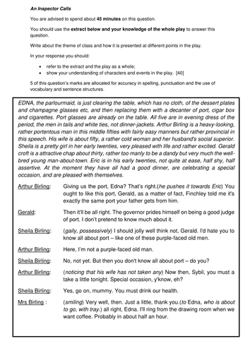 EDUQAS GCSE English Lit. Essay Writing Guide for 'An Inspector Calls ...