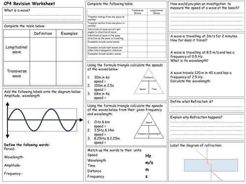 Edexcel Combined Science Physics 1 Revision Worksheets | Teaching Resources