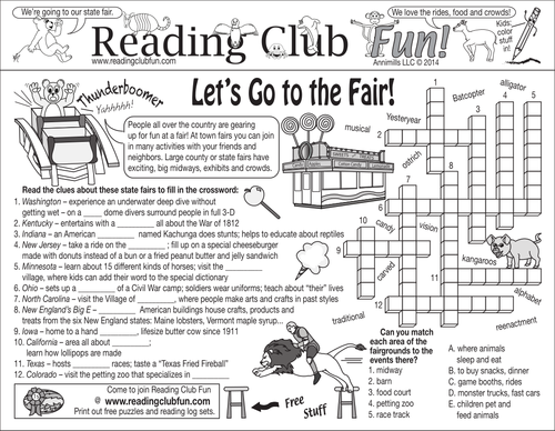 Bundle: Town and State Fairs Two-Page Activity Set and Word Search ...