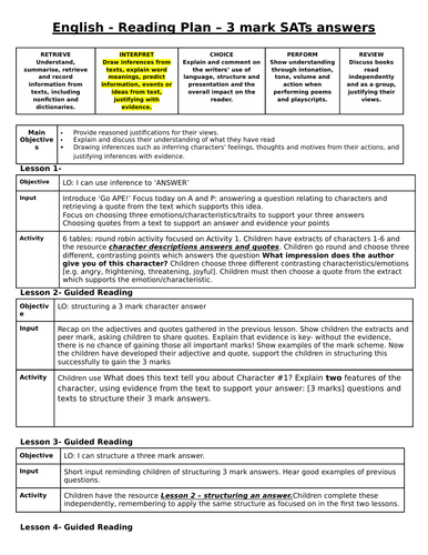 Year 6 SATs reading revision- answering 3 mark questions | Teaching ...