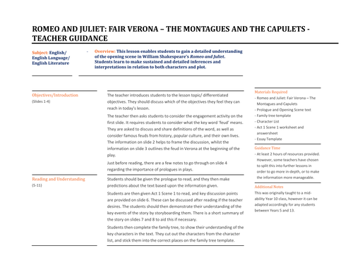 Romeo and Juliet: The Montagues and The Capulets (Analysis of Act 1 ...