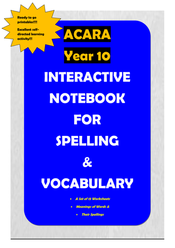 ACARA: Year 10 Interactive Notebook for Spelling & Vocabulary ...