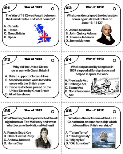 War of 1812 Task Cards | Teaching Resources