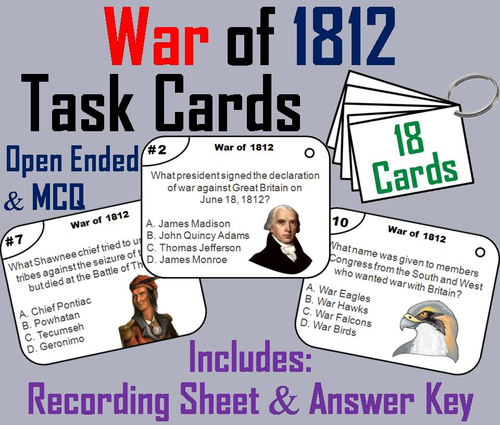 War of 1812 Task Cards and Activities Bundle | Teaching Resources
