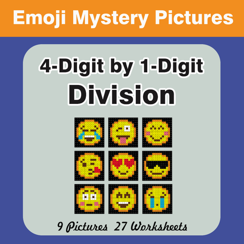Division Color-By-Number EMOJI Mystery Pictures Bundle | Teaching Resources