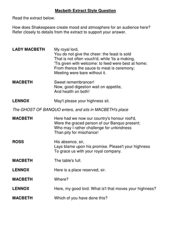 EDUQAS GCSE (9-1) English Literature Examination Style' Macbeth ...