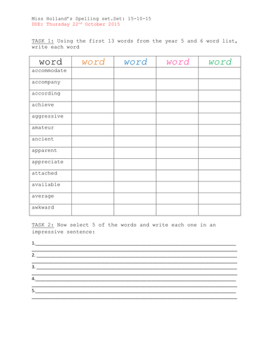 Yr5/6 SPELLING Practise/Series/Tasks- 10 lessons- includes presentation ...