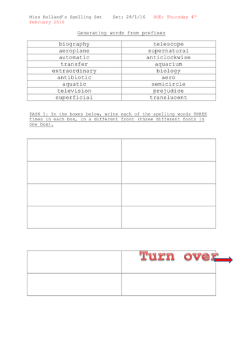 Yr5/6 SPELLING Practise/Series/Tasks- 10 lessons- includes presentation ...