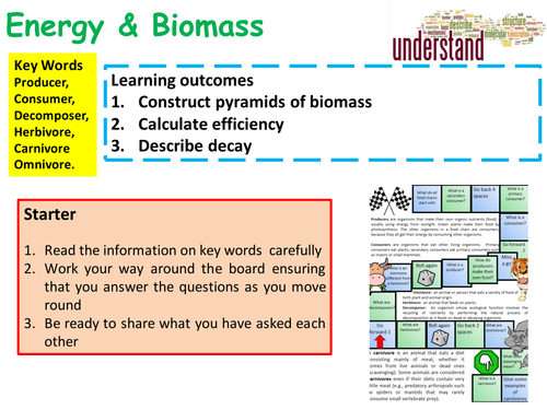 KS4 GCSE Biology Energy & Biomass Revision Lesson | Teaching Resources