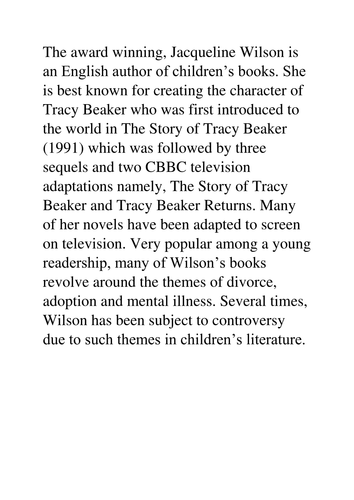 Jacqueline Wilson Display | Teaching Resources