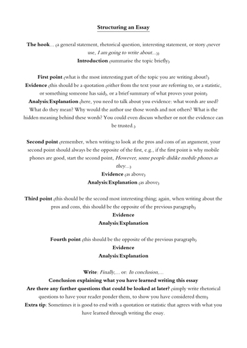Worksheet on how to structure an essay in English | Teaching Resources