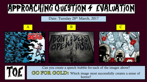 AQA English Language Paper 1, Q4 Evaluation lesson World War Z ...
