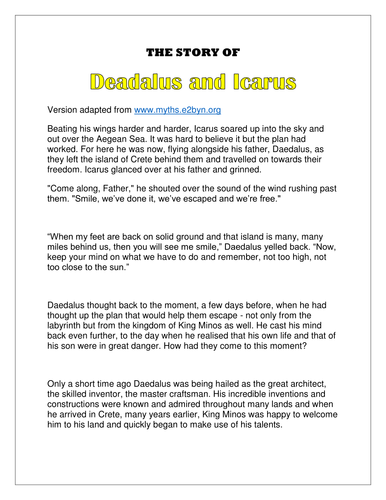 Greek Myths: Daedalus and Icarus | Teaching Resources