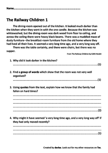 Mini Reading Comprehensions - The Railway Children | Teaching Resources