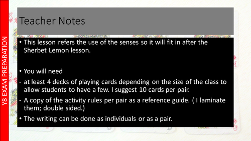 Playing Cards Creative Writing - Varying Sentence Length | Teaching ...