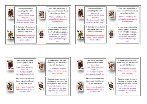 Playing Cards Creative Writing - Varying Sentence Length | Teaching ...