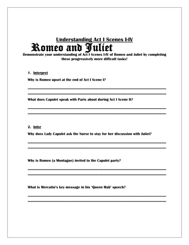 Romeo and Juliet: Introducing the Title Characters (Analysis of Act I ...
