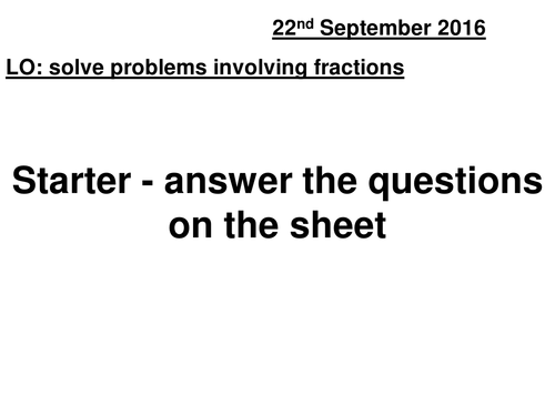 Problem solving with fractions (mixed operations) | Teaching Resources