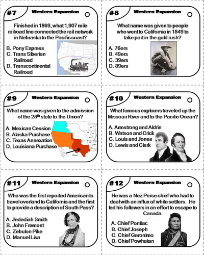 Westward Expansion Task Cards | Teaching Resources