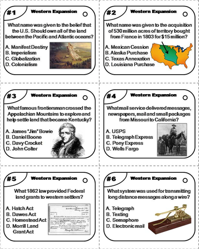 Westward Expansion Task Cards | Teaching Resources