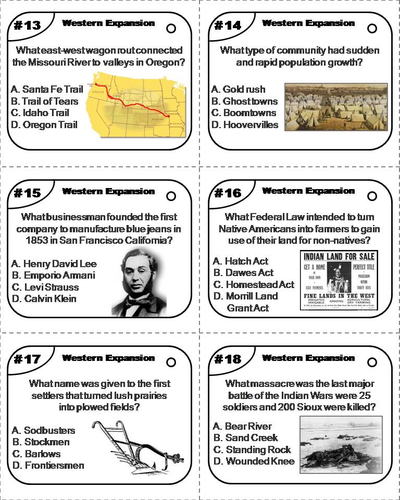 Westward Expansion Task Cards | Teaching Resources