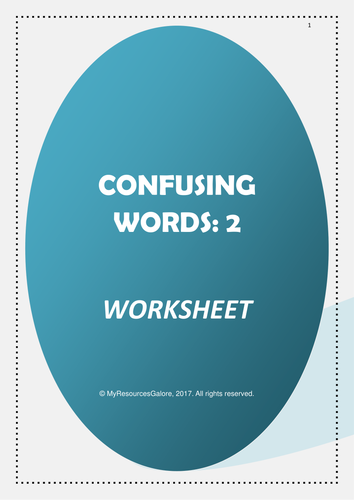 Confusing Words Worksheet 2 | Teaching Resources