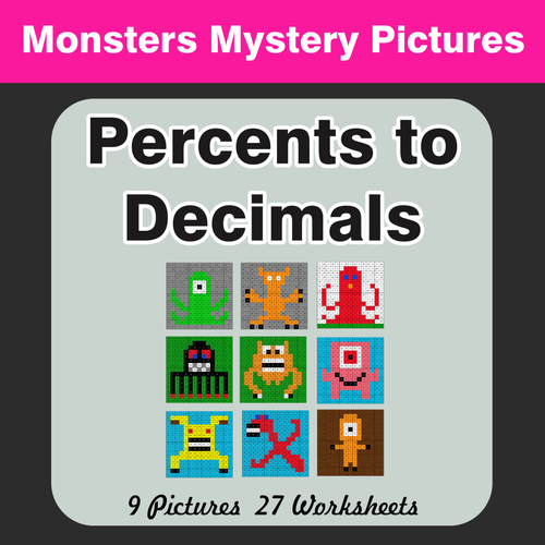 Converting Percents to Decimals - Color-By-Number Mystery Pictures ...