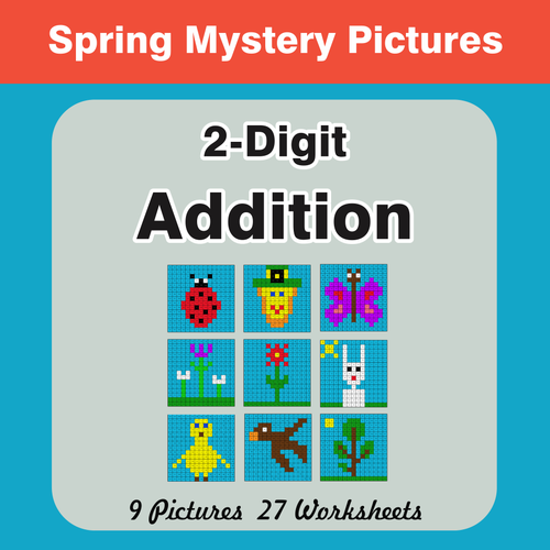 Spring Math: 2-Digit Addition - Mystery Pictures | Teaching Resources