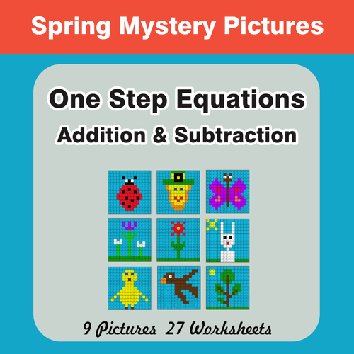 Spring Math: One-Step Equations (Addition & Subtraction) - Mystery ...