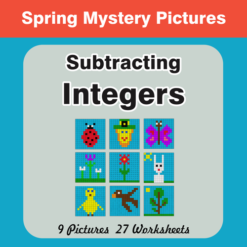 Spring Math: Subtracting Integers - Mystery Pictures | Teaching Resources