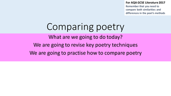 AQA Love and Relationships Comparing poetry | Teaching Resources