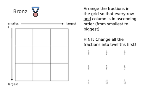 Ordering Fractions - Grid Challenge | Teaching Resources