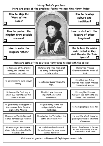 Scheme of Work The Tudors | Teaching Resources