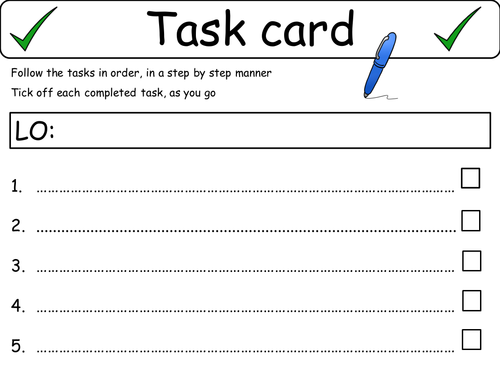 Task Card/board examples - lesson structure support | Teaching Resources