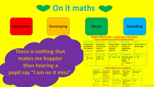 Exam Warm Up (4) Grade 1 - 3 Foundation Tier | Teaching Resources