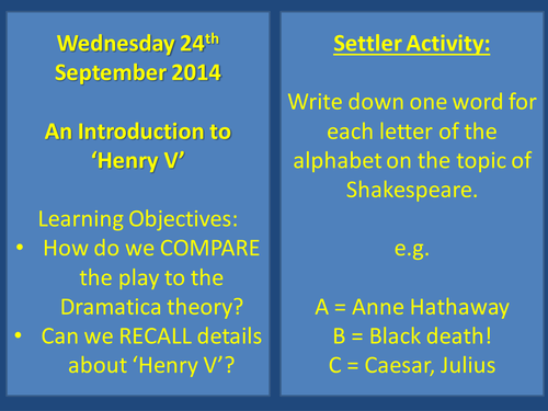 Henry V Lessons | Teaching Resources