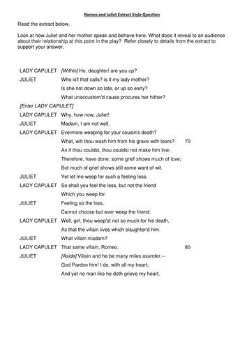 REVISION: EDUQAS GCSE English Lit. 'Romeo & Juliet' - Writing Scaffold ...