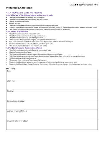 AQA A-level Economics (new spec) 2-03 Production and Cost Theory ...