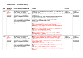 The Widow's Broom Planning | Teaching Resources