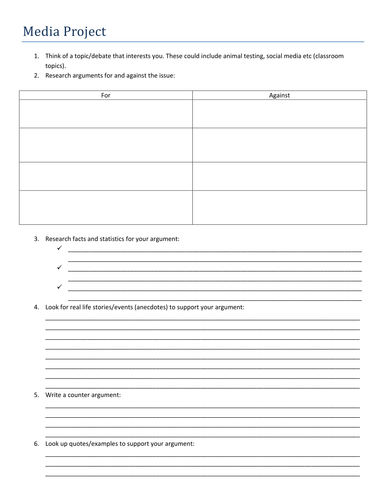 Project homework | Teaching Resources