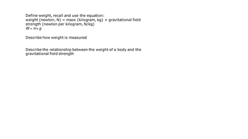 Forces and Motion GCSE 9-1 lesson 4- Weight and Mass | Teaching Resources
