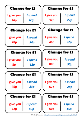 Money Change £1 | Teaching Resources